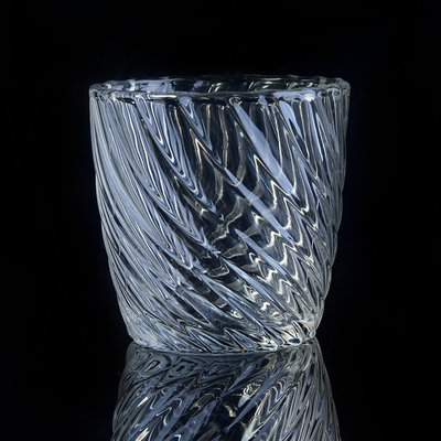 Hot Popular 8OZ Wax Twisted Lines glass cylinder candle holders For Decor