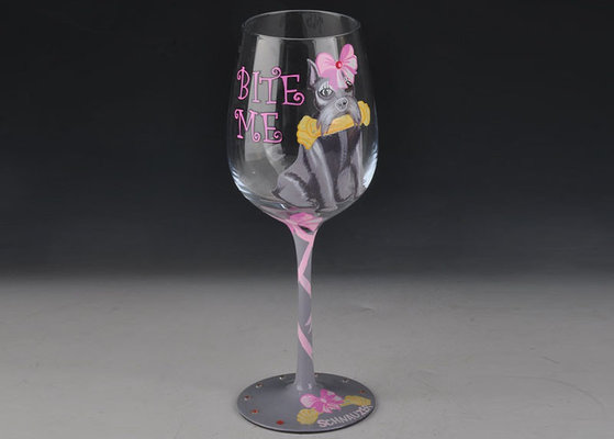 Durable High stemware crystal hand painted wine glasses For Party / Home