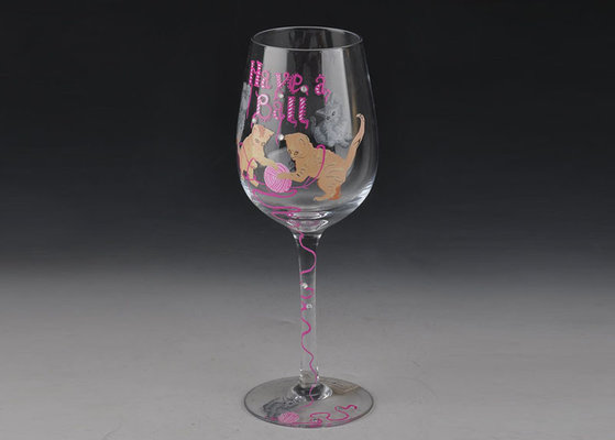 Colored Red Wine Stemware Wine Glasses / custom long stem wine glasses