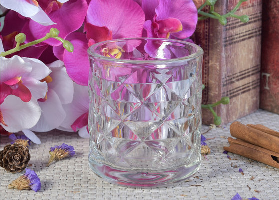Embossed Glass Candle Holder tea light candle holders For Home Decoration