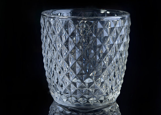 Diamond Shape decorative candle holders Embossed glass tealight candle holders