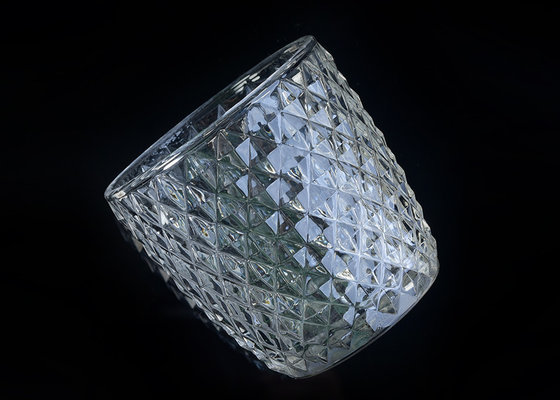 Diamond Shape decorative candle holders Embossed glass tealight candle holders