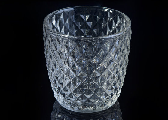 Diamond Shape decorative candle holders Embossed glass tealight candle holders