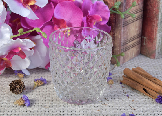 Diamond Shape decorative candle holders Embossed glass tealight candle holders