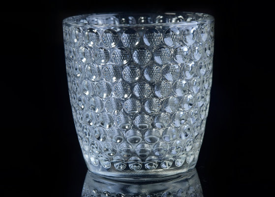 Embossed Nail Design Glass Candle Holder Christmas Deco Glass Candle Jars
