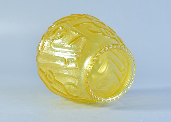 Custom Soda Lime Glass Candle Container For Home Decor , Yellow