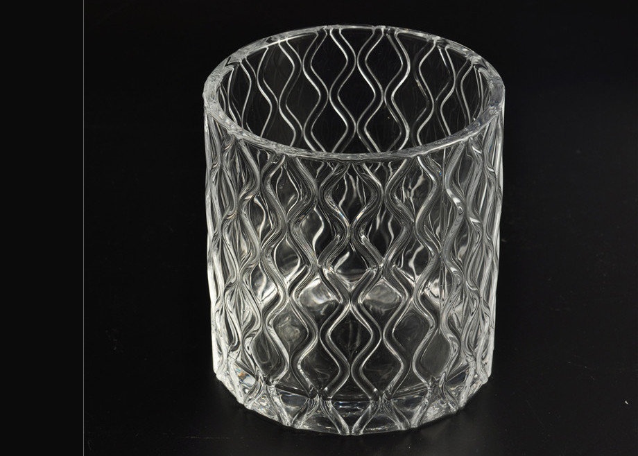 Wax Cylinder Frosted Glass Candle Holders For Wedding , Glass Candle Cups