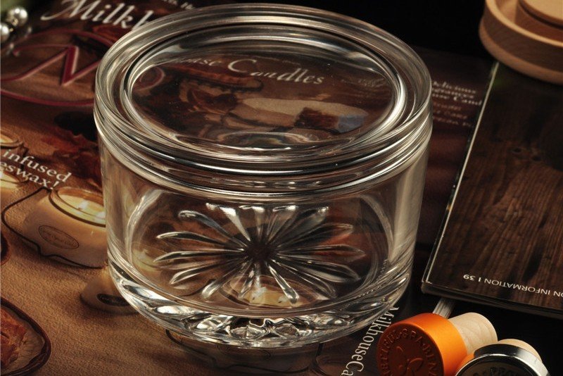 Personalised Empty Clear Glass Candle Jars With Lids , ASTM Test