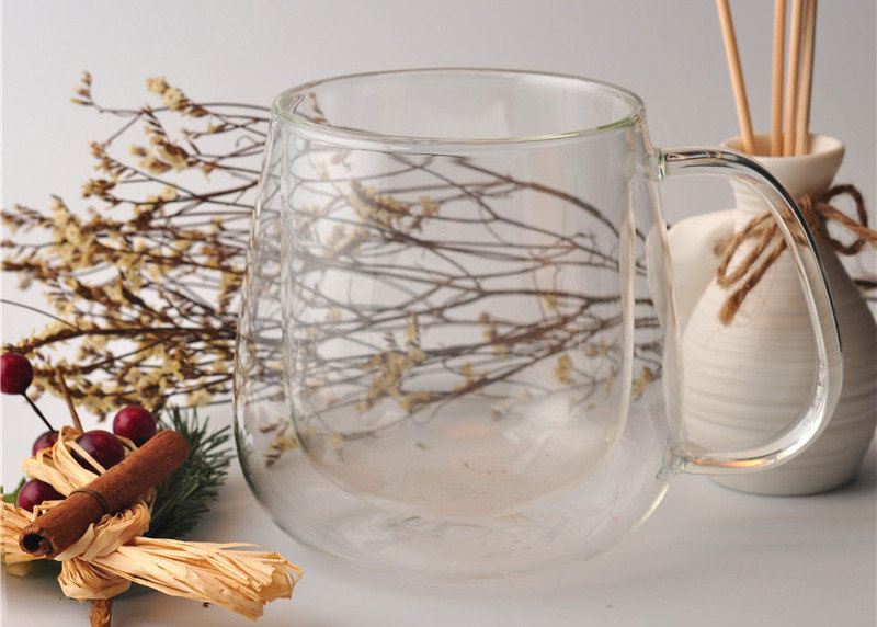 480ml Double Walled Coffee Glasses , Double Wall Glass Mug Custom Made