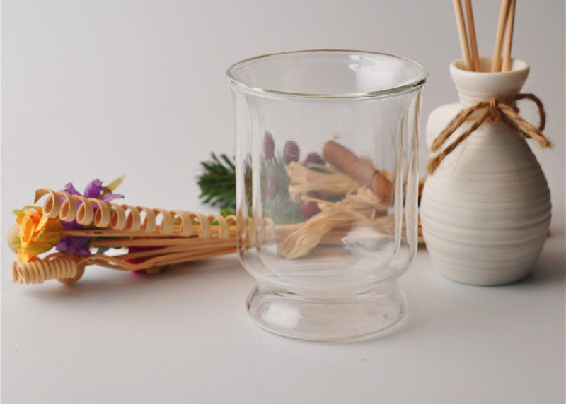 Tea Double Wall Borosilicate Glass , Double Layer Glass Cup Refillable