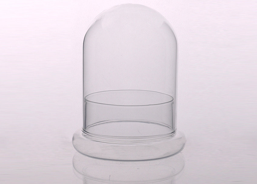 Short Candle Holder Transparent , Glass Candle Cloche Cake Dome Cover
