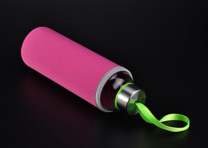 Nice High Double Wall Borosilicate Glass sports bottle , cotton protective clothing