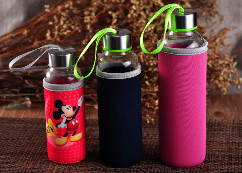 Handmade Borosilicate Clear Portable Outdoor Pyrex Glass Sport Water Bottle 270ML