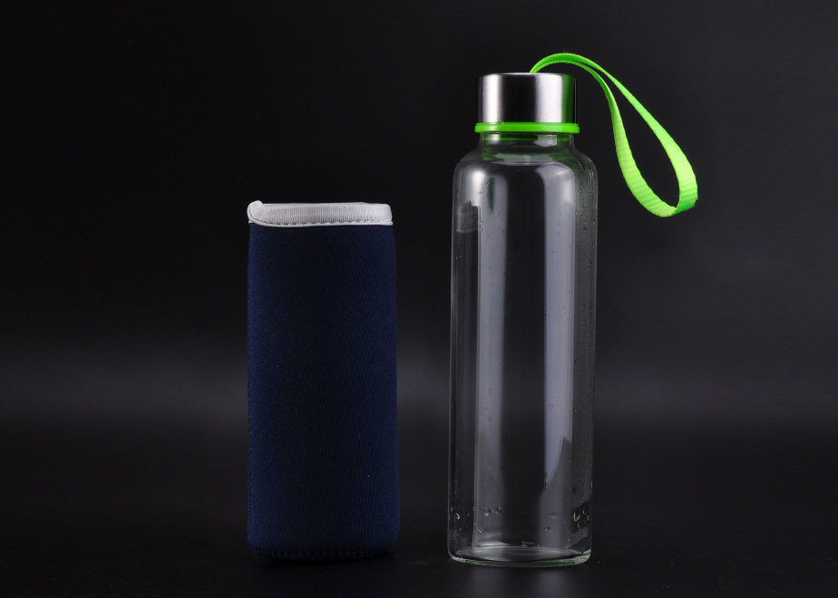 13OZ Double Wall Borosilicate Glass Water Bottle Reusable Eco - friendly