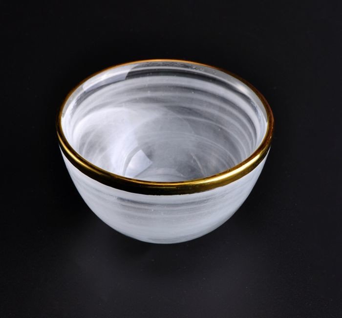 Gold Edge Decorative Glassware Glass Candle Bowl With Dust Cloud Color
