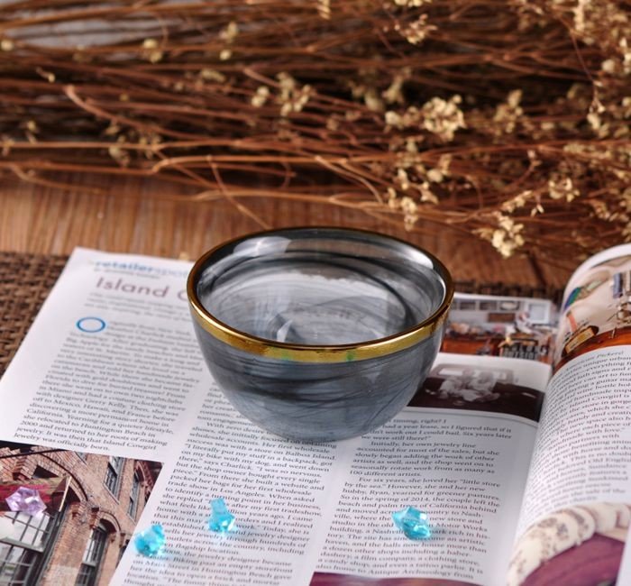 Electroplating Gold Edge Decorative Glass Contianer For Home Fragrance
