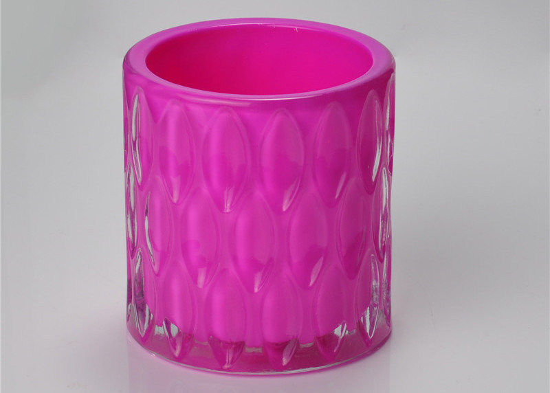 Custom Rose Luxury Glass Candle Holder Debossed / Embossed Candle Jars