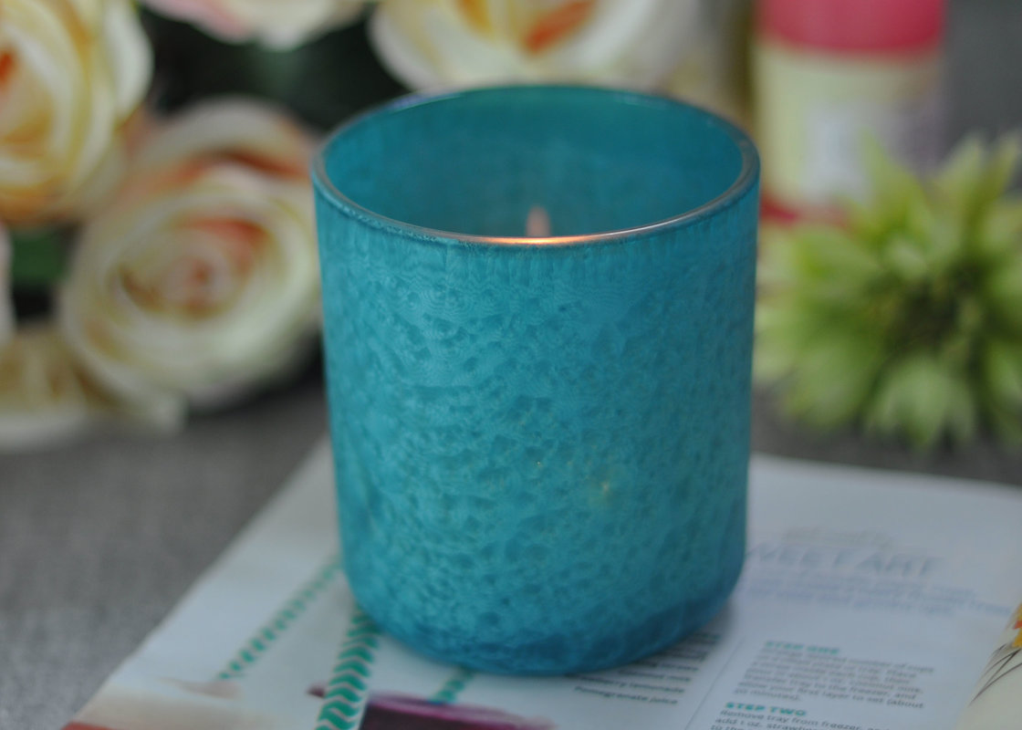 Beautiful Wedding Gift Feather Painted Glass Candle Holders Decorative Candle Jars
