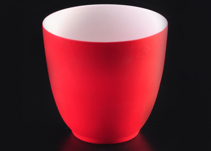 Red matt glazing outside white inside ceramic tea light holders porcelain cup