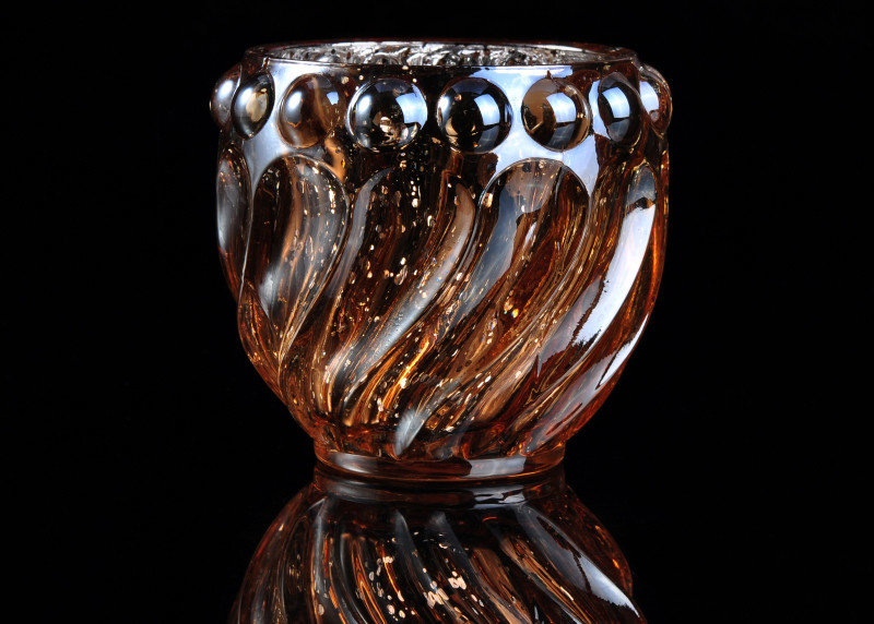 Spiral Shaped decorative Glass Candle Holder , Color Sprayed Mercury Electroplated