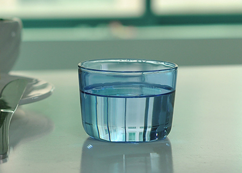 Colored high borosilicate pyrex double wall drinking glasses , Light blue