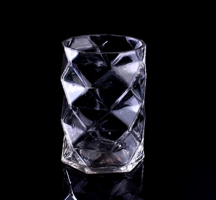 Mouth Blown Clear Diamond small glass votive candle holders / Candle Jar