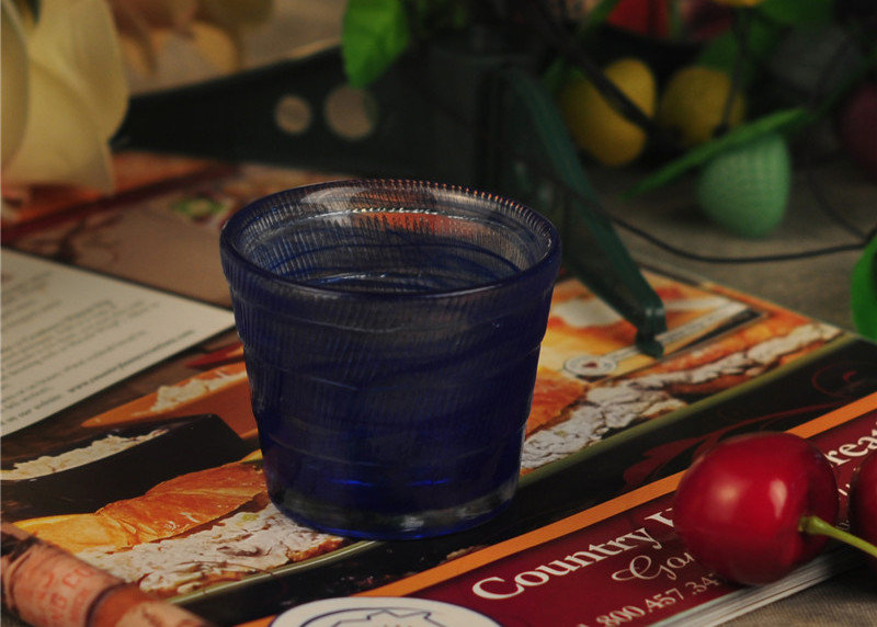 Birthday handmade blue glass candle holder , 70ml glass candle jars