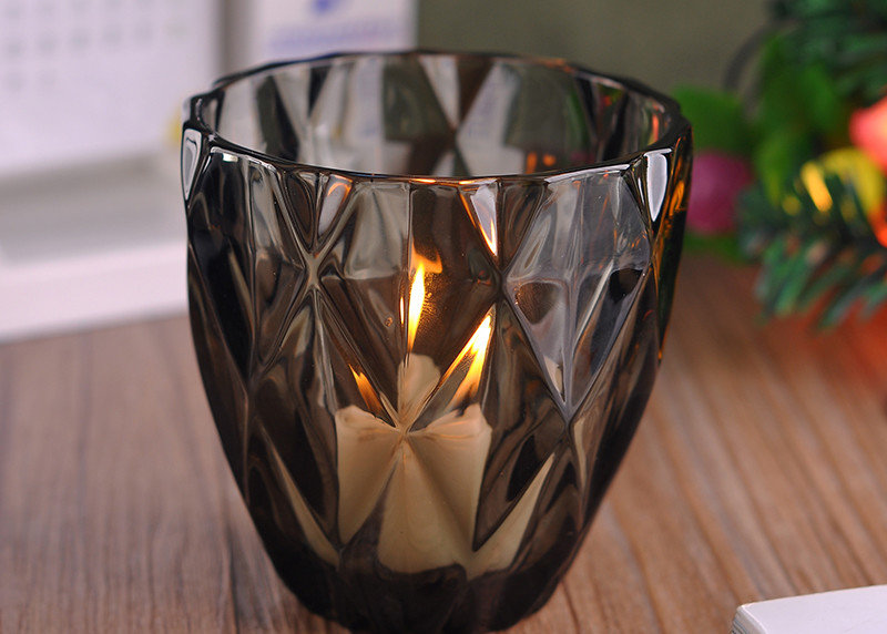 Coloring Material Wedding Glass Candle Holder With Diamond Design , eco Friendly