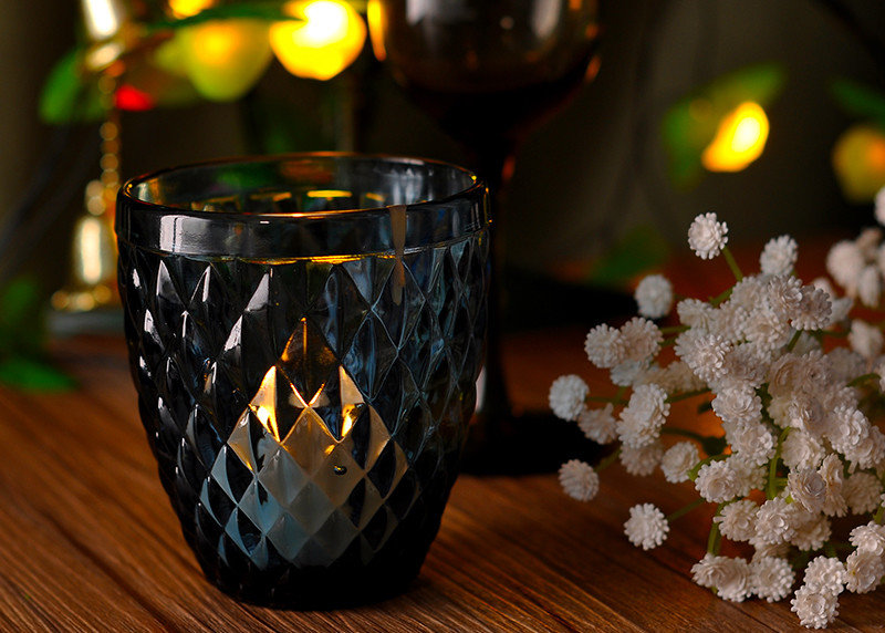 Mouth Blown Glass Candle Holders For Wedding , Candle Glass Containers