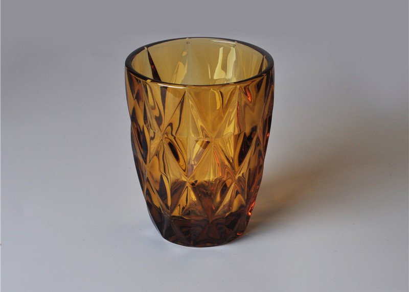 Spraying Yellow Color Decorative Glass Candle Holder For Wax Candles