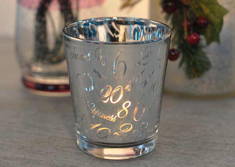 Mercury Glass Candle Holders Votive Set Wedding Decoration with Laser Numbers