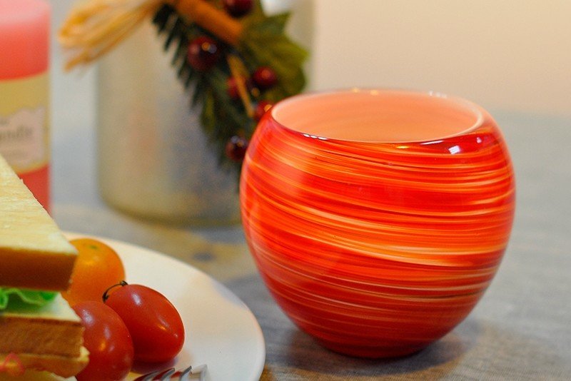 Colorful Glass Candle Holder for Wedding Decor , Red Yellow Color Material Mixed Planet