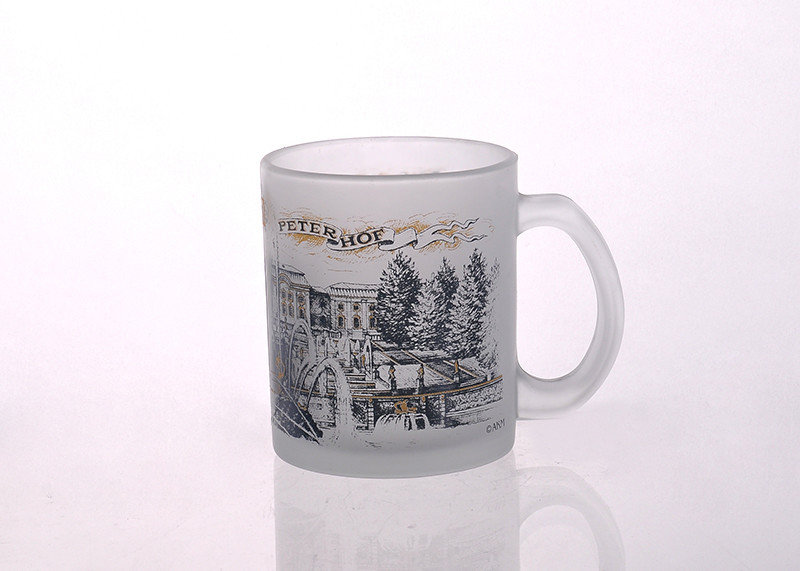 8 Oz portable straight handle Glass Tableware for juice , black decal picture