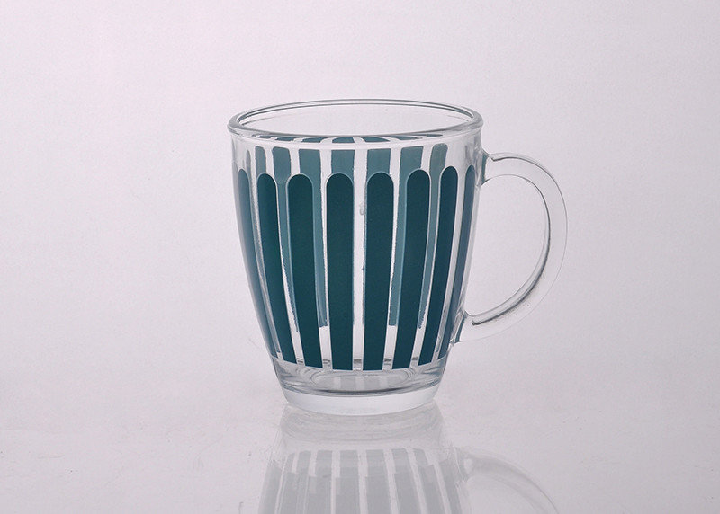 Popular stock oblique shape clear glass mugs with handles , hot beverage or coffee USE