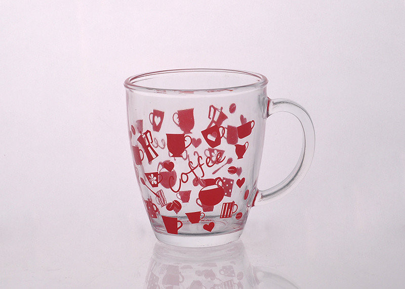 Customized small drinking coffee glass mugs / clear glass cups uniquely shaped