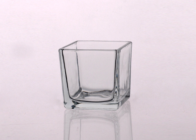 Transparent Square Thick Glass Candle Holder 10oz Top dia 82mm Machine Mader