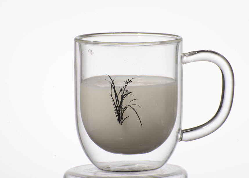 Custom double wall glass coffee cups , Glass Cappucinno Mug stock
