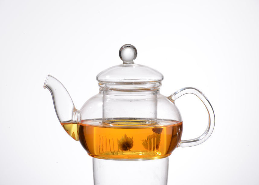 Luxury Heat Resistant Double Wall Borosilicate Glass Tea Pot With Infuser Glass Tea Set