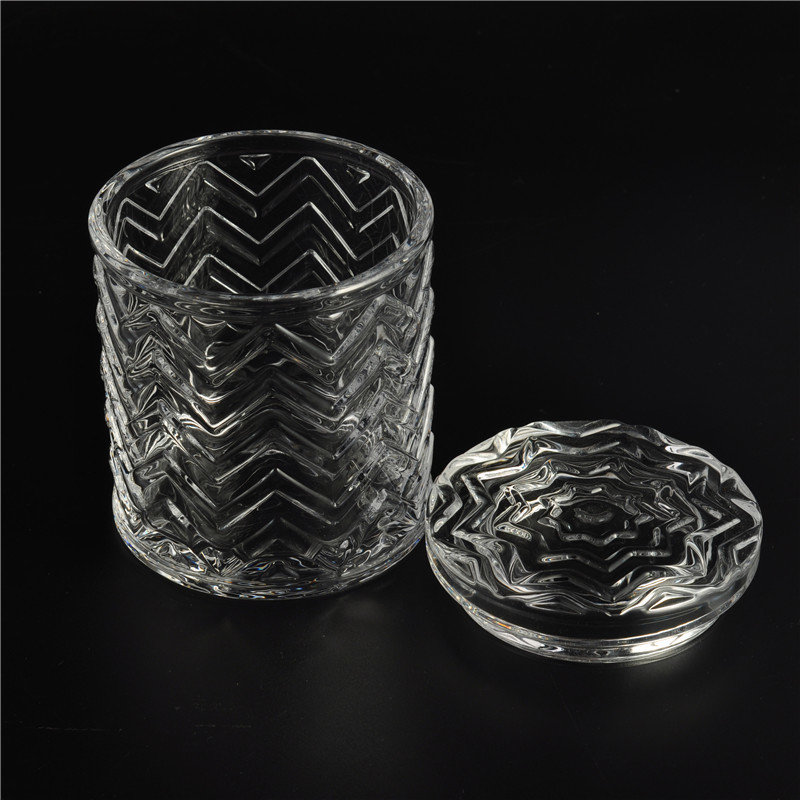 Clear home decoration extra large glass candle holders with glass lid