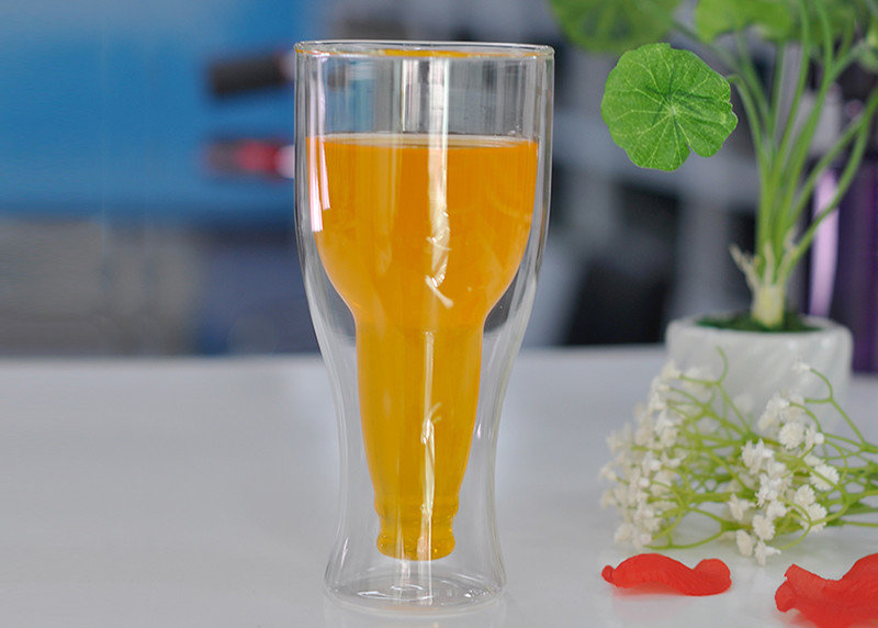 12 fl.oz 350ml Creative Double Wall Heat Isolated Glass Beer Tea Mug Cup