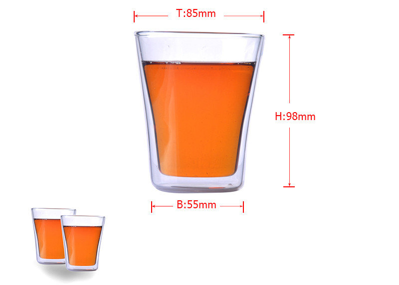 Pyrex High Double Wall Borosilicate Glass , Round Clear Glass Coffee Cup