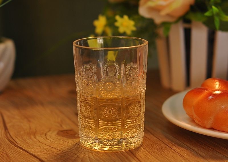 Sun Flower Design Water Glass Tumbler for Juice , small whiskey glass