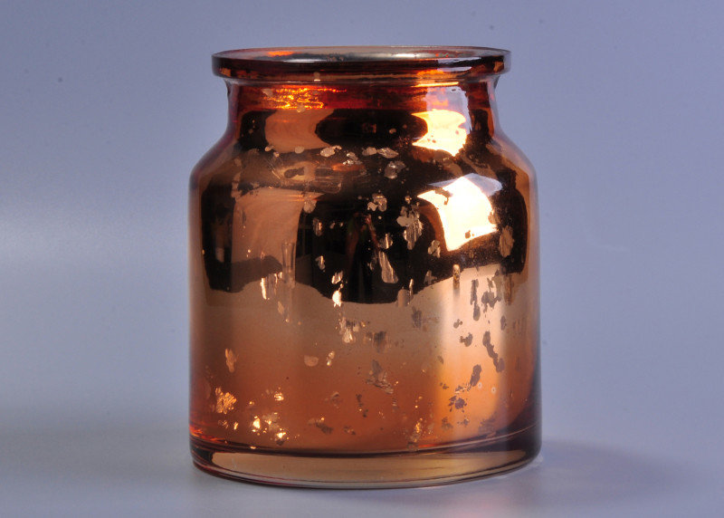 Large capacity 20oz coloured glass candle holders , mercury rose gold glass candle jar