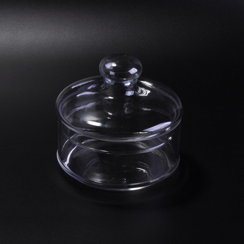 Recyclable printed Clear storage glass jar with galss lid for food