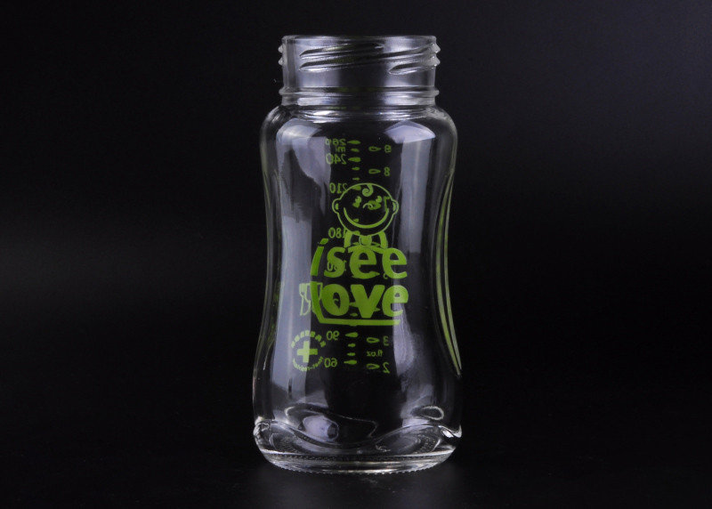 309ml Double Wall Borosilicate Glass , Baby pyrex glass feeding bottle 11oz