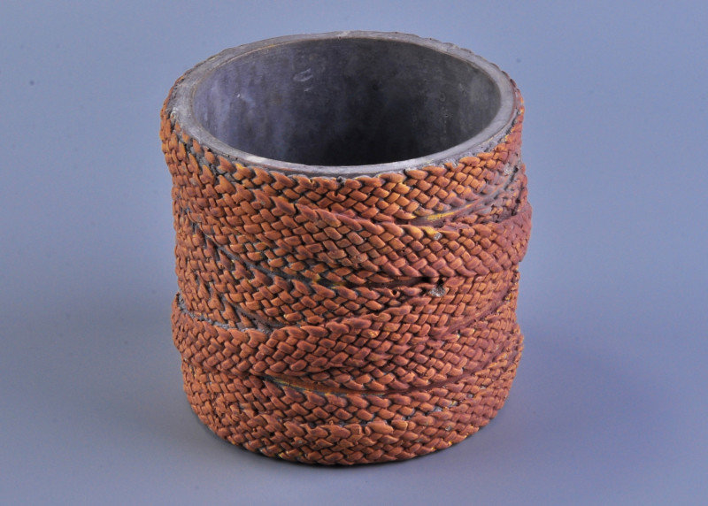 Deco Weave Twine Cylinder Concrete Candle Holders 12cm Bottom dia