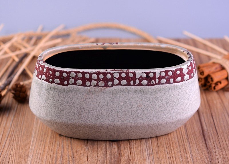 Porcelain Ceramic candle blow FOR flower with decorative edge