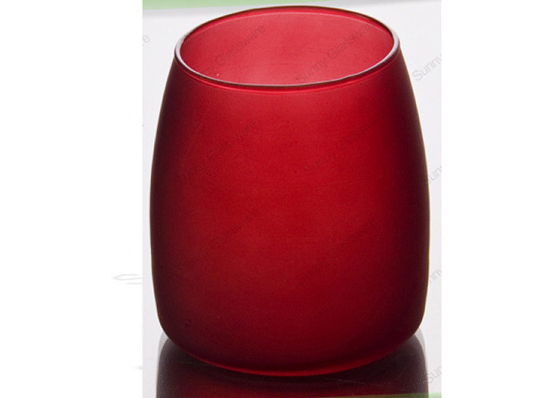 Color coating round frosted glass candle holders , glass candle jar