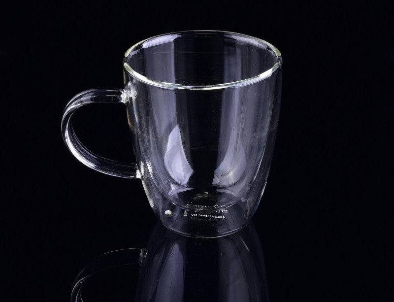 10Oz Bright Neat Double Wall Pyrex Glass Tea Cup / Borosilicate Drinking Glasses