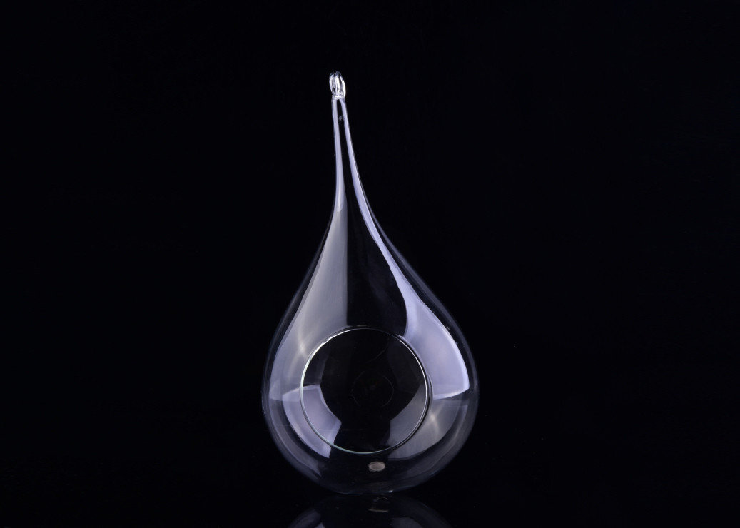 Hand Made Rain Drop Hang clear glass votive candle holders Beautiful Eco friendly